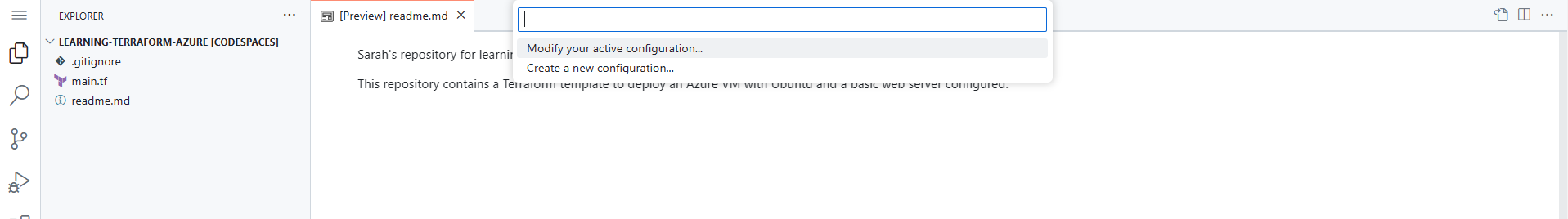 Set up a dev container for Terraform in GitHub Codespaces