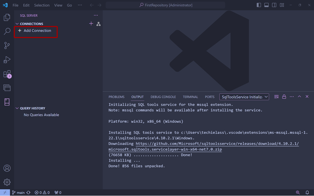 Connect to a SQL database with Visual Studio Code