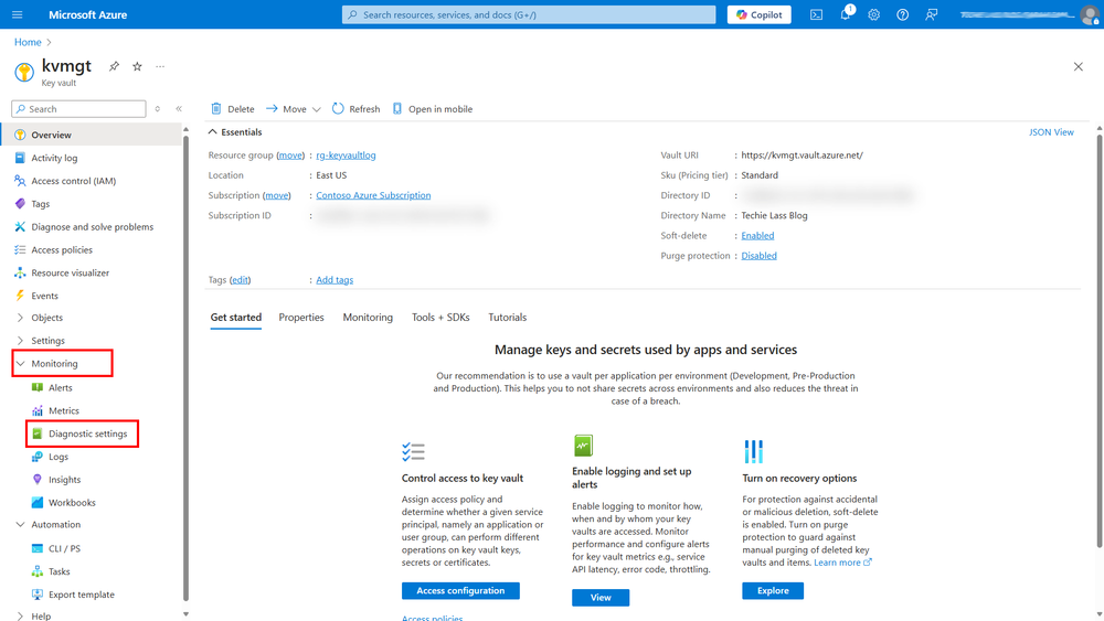 How to configure Azure Monitor Diagnostic settings in the Azure Portal