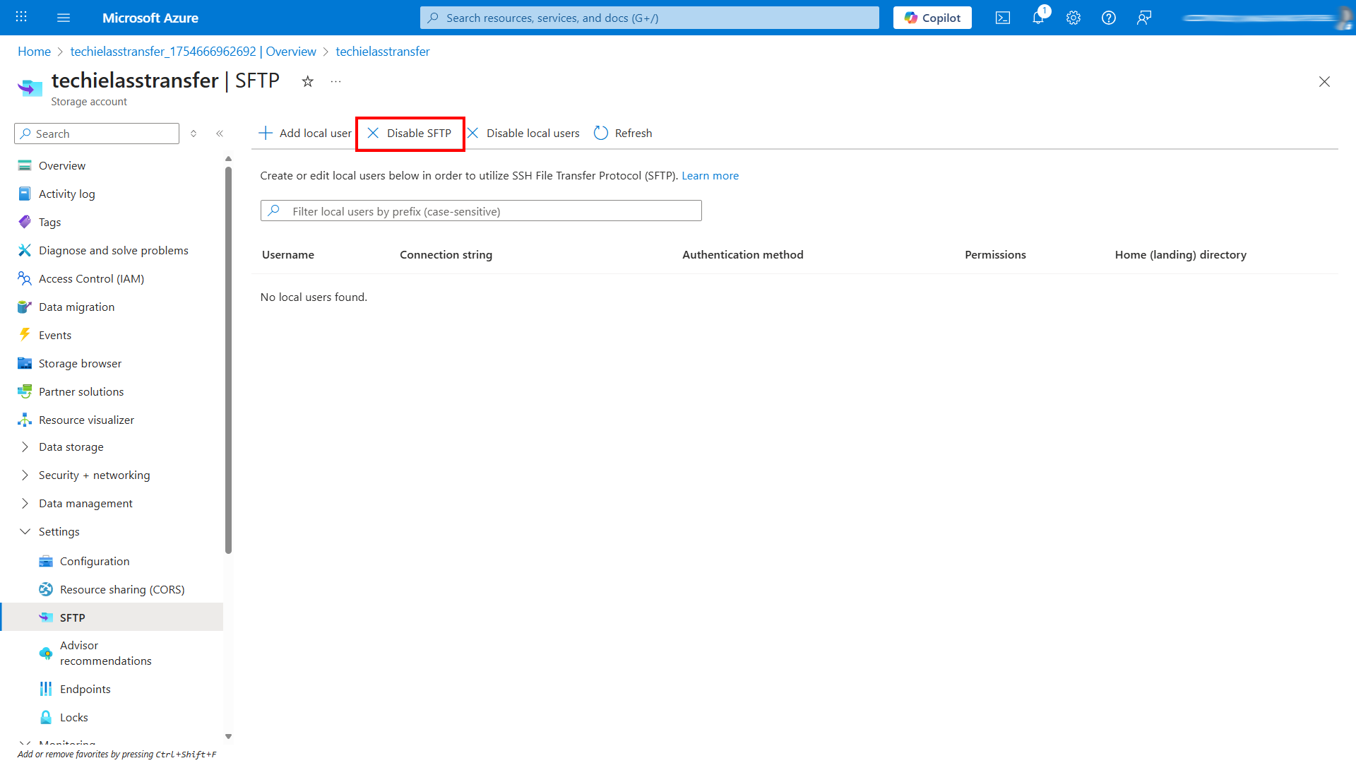 How to set up SFTP in Azure
