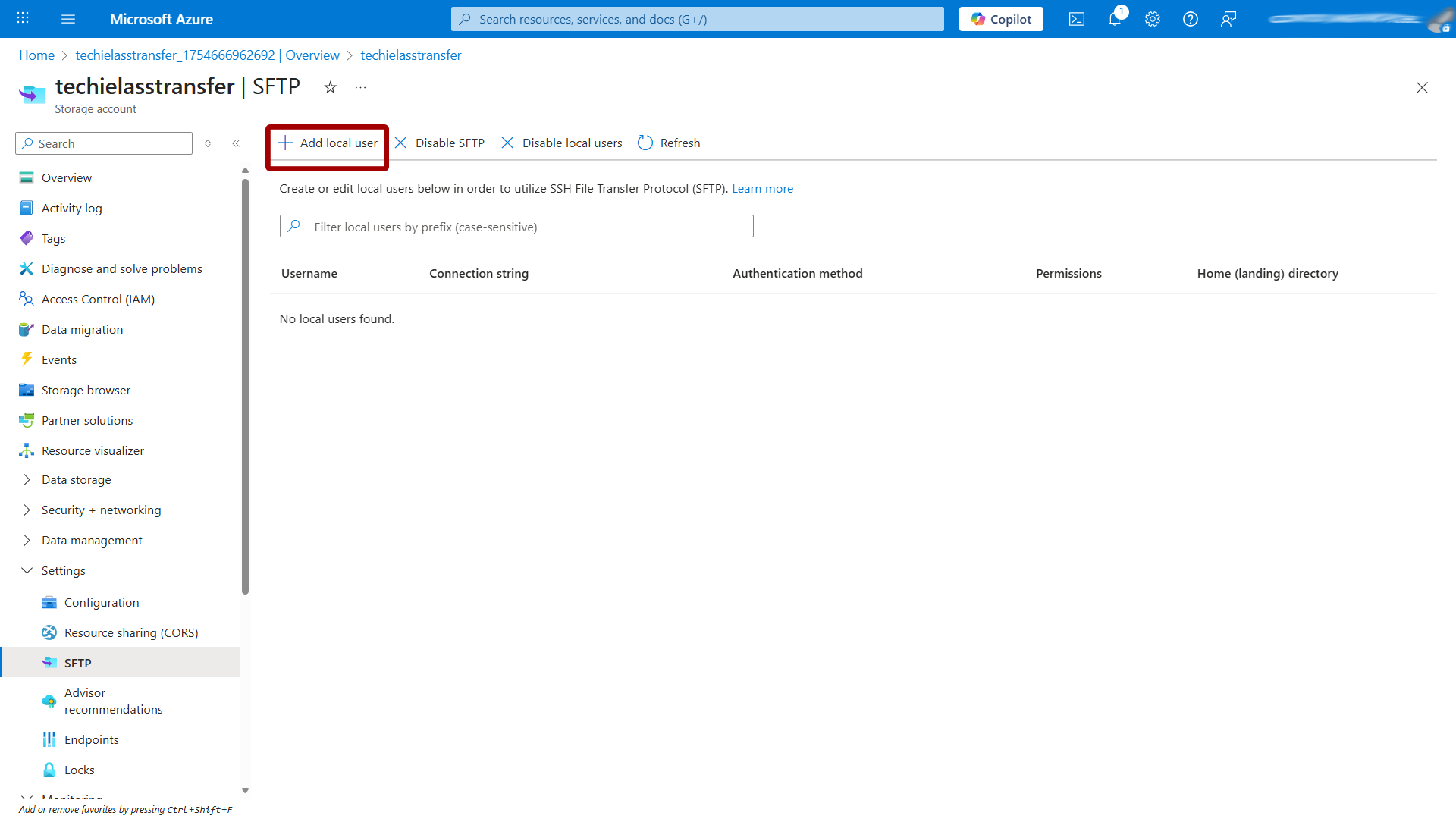 How to set up SFTP in Azure