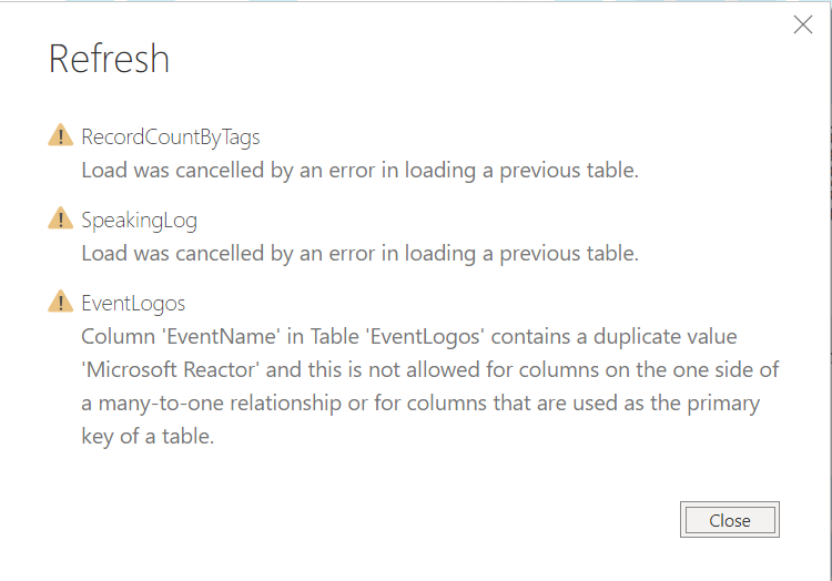 PowerBI: The last refresh attempt failed because of an internal service ...