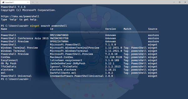 Install PowerShell 7 with Windows Package Manager