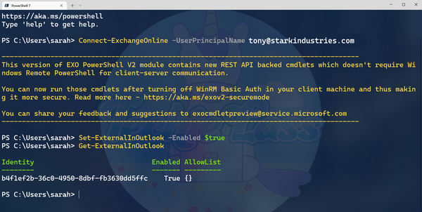 Enable External Email Warning Tag in Exchange Online