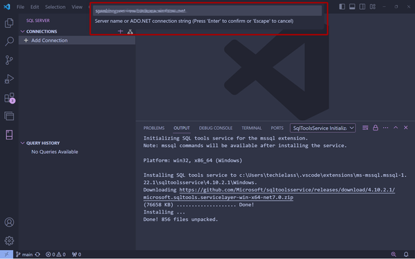Connect to a SQL database with Visual Studio Code
