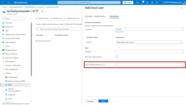 How to set up SFTP in Azure